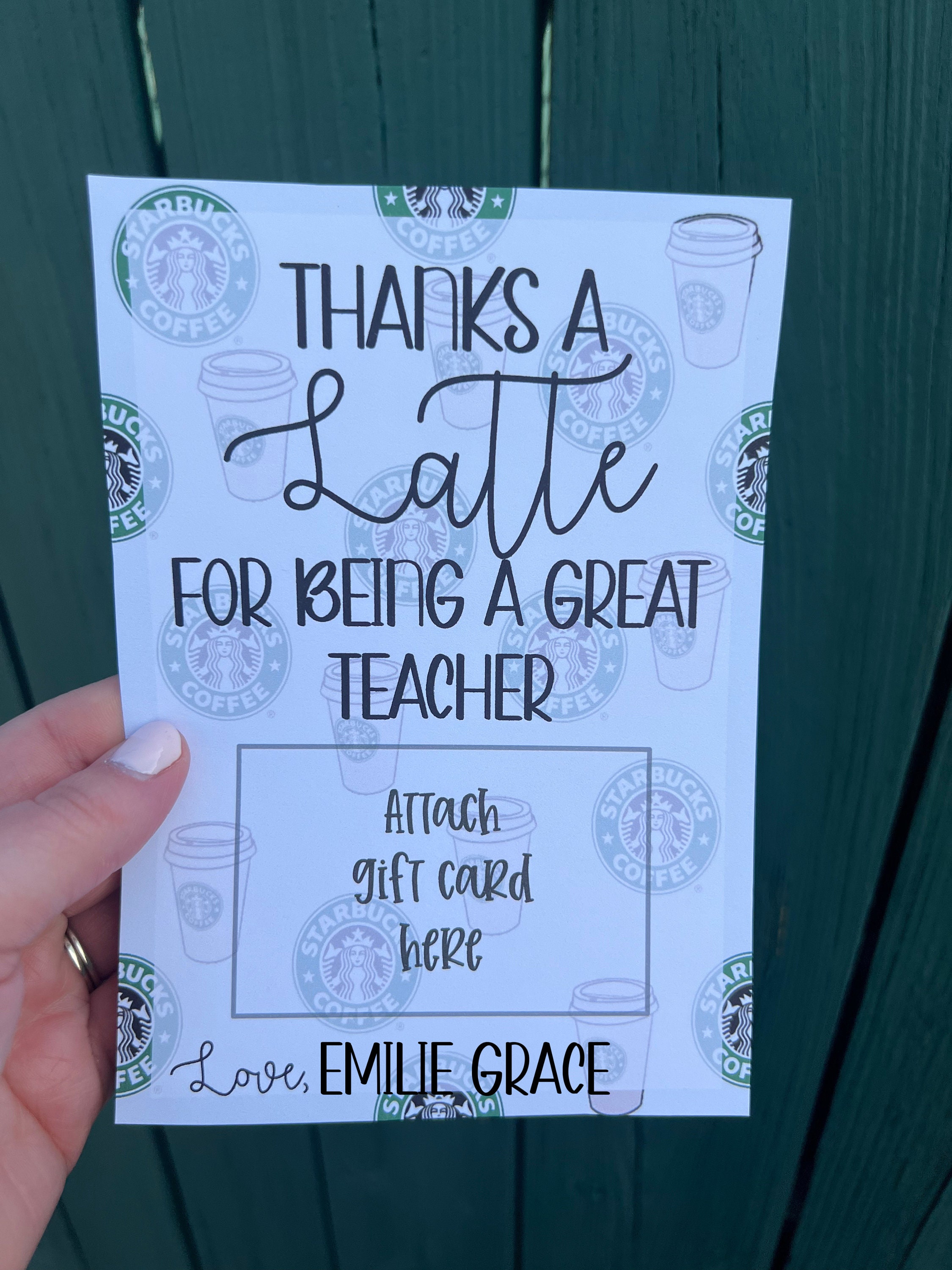 Teacher Appreciation Printable Gift Card Holder Thanks a Latte for ...