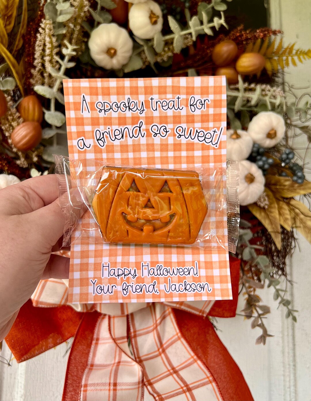 Halloween Treat Favor Cards Pumpkin Brownie Spooky Treat for a Friend ...
