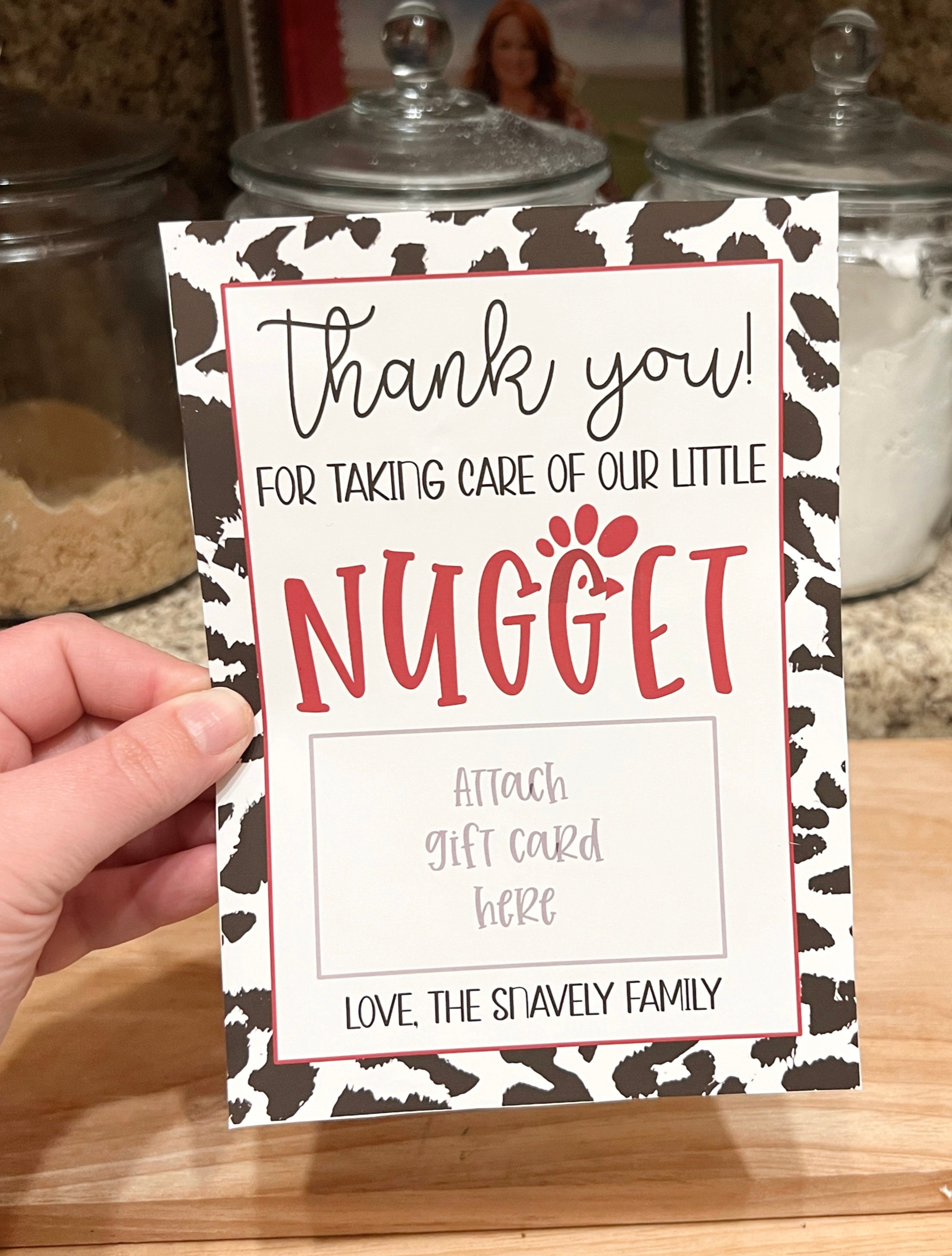 Teacher Appreciation Gift Card Holder: Little Nugget Printable (digital ...