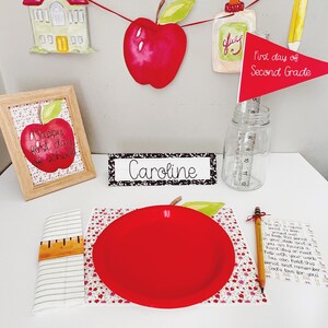 First Day Back to School Breakfast Printable Decor Apple Plate Toddler ...