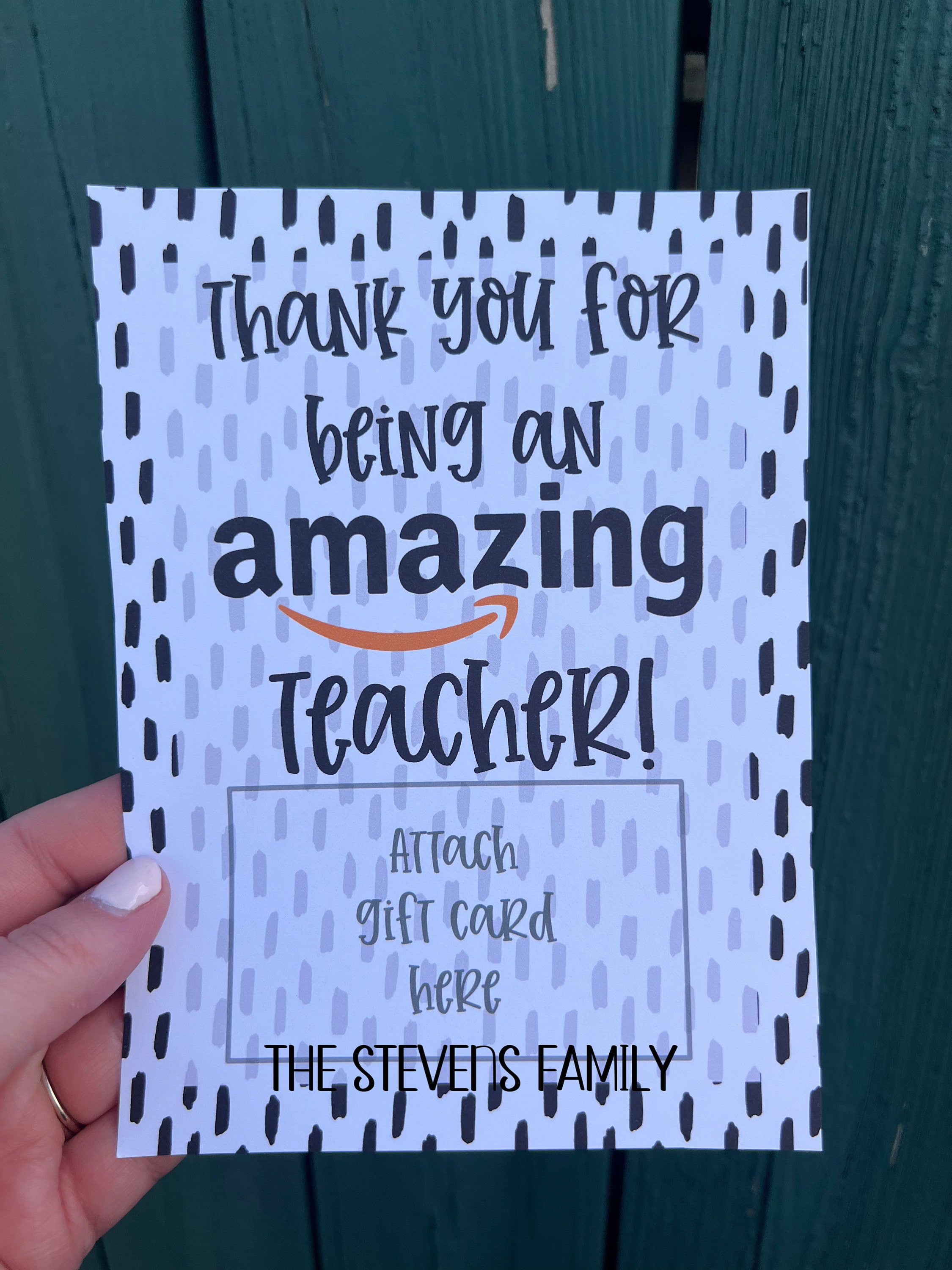 Teacher Appreciation Gift Card Holder: Thank You Card (digital Download ...