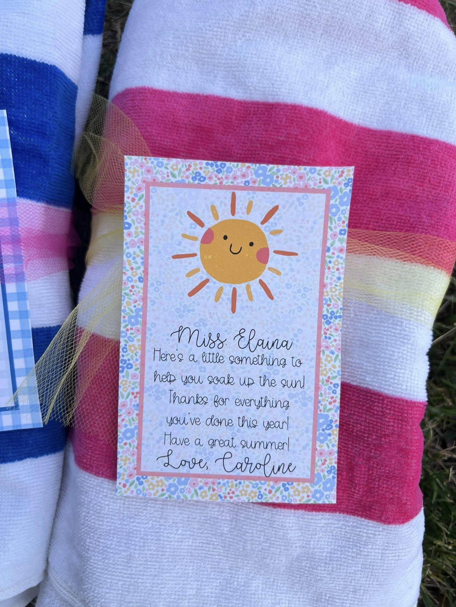 Teacher Appreciation Beach Towel Tag Printable: End of Year Gift ...