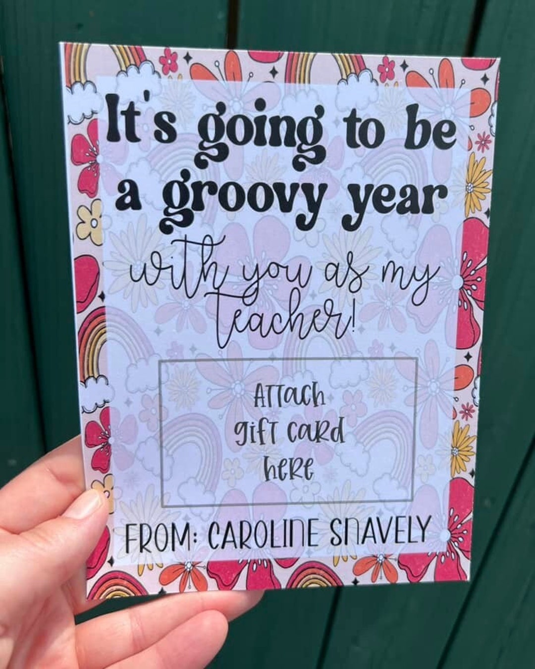 Back to School Teacher Printable Giftcard Holder Groovy Year With You ...