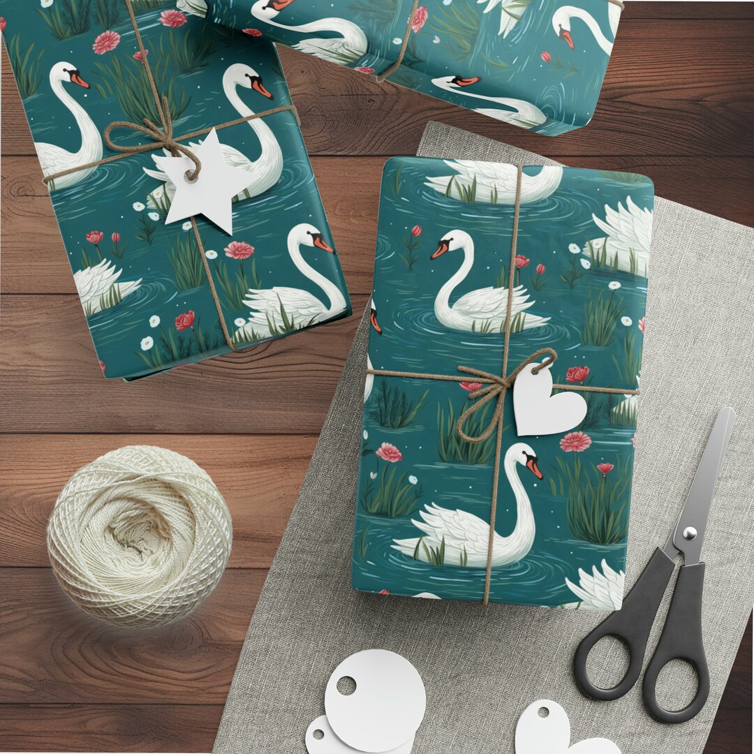 Swan Wrapping Paper, Swan Gift Wrap, Swan Lake Wrapping - Etsy