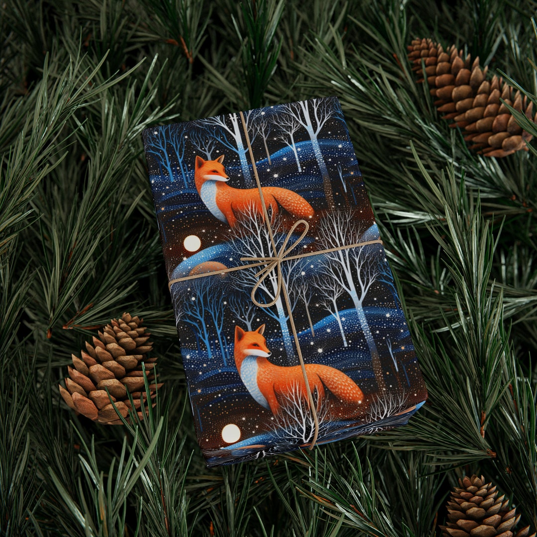 Fox Snow Wrapping Paper, Christmas Gift Wrap, Fox Wrapping Paper Roll ...
