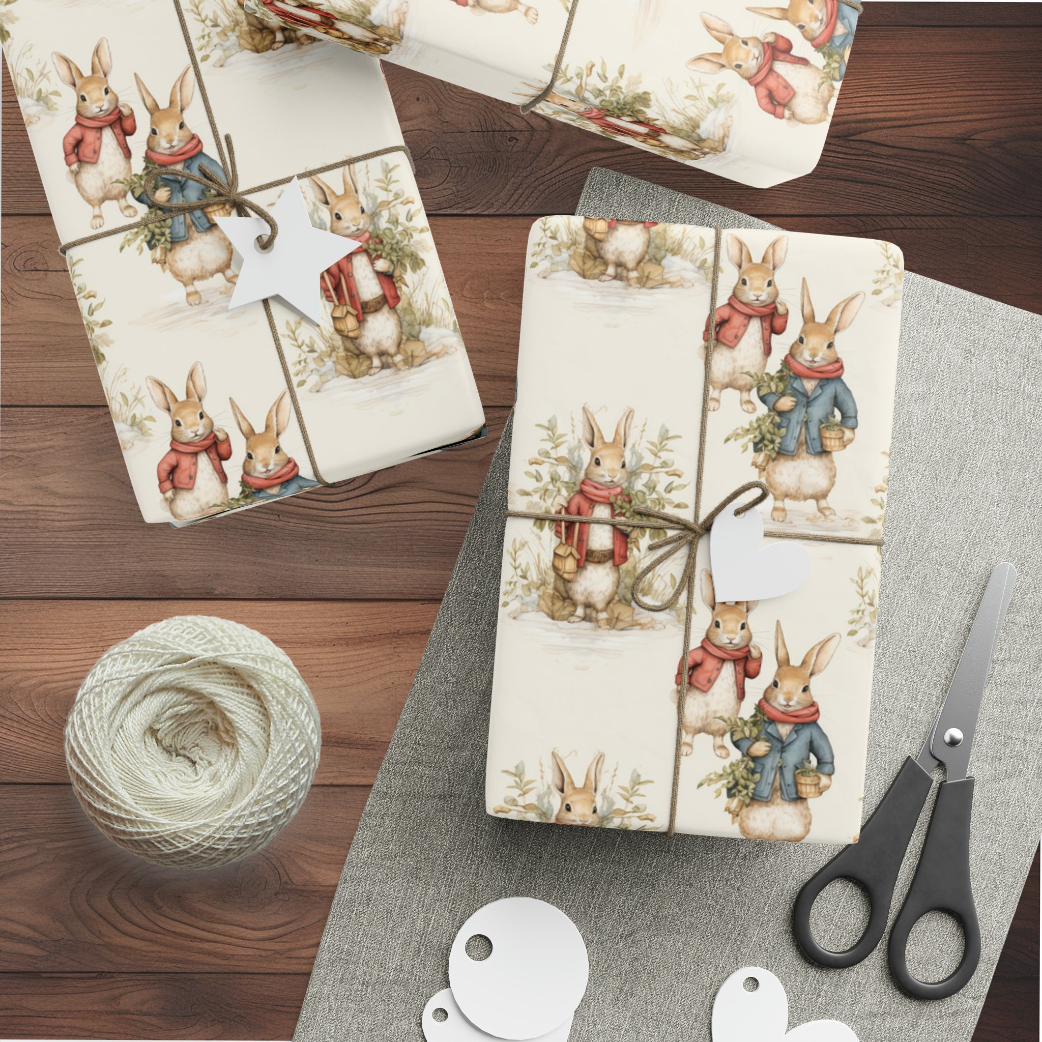 Rabbit Wrapping Paper, Rabbit Gift Wrap, Christmas Wrapping Roll, Bunny ...