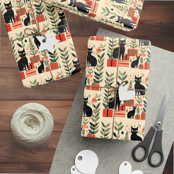 Cat Retro Wrapping Paper - Etsy