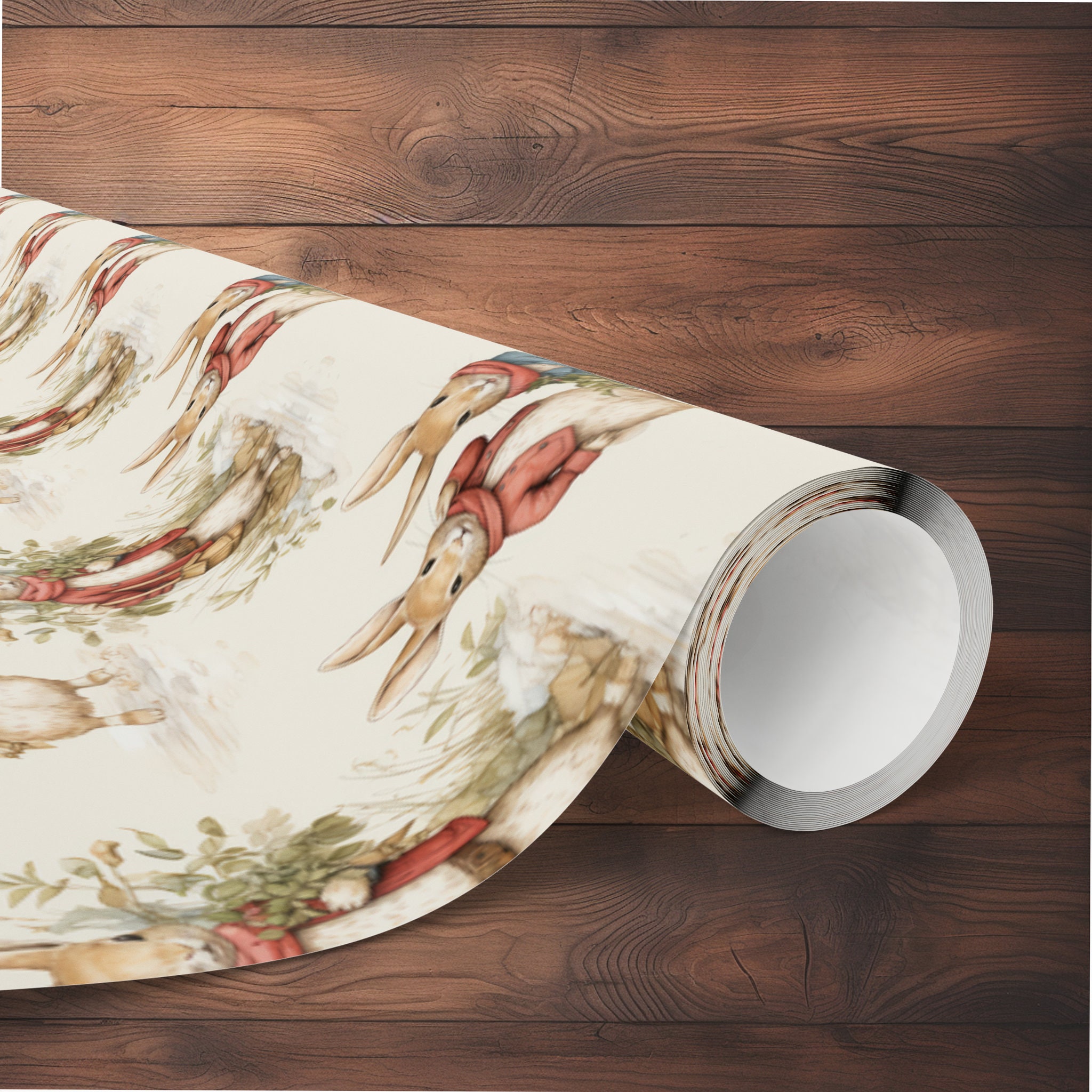 Rabbit Wrapping Paper, Rabbit Gift Wrap, Christmas Wrapping Roll, Bunny ...
