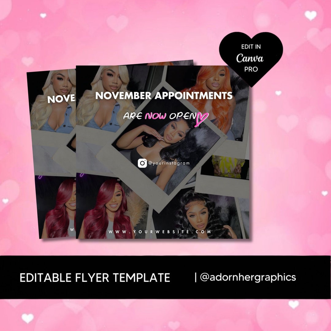 Editable November Appointment Flyer Fall Booking Flyer DIY - Etsy