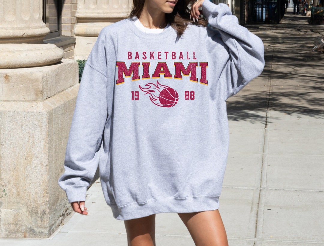 Miami Heat Sweatshirt Vintage Women Heat Pullover Retro Men Distressed ...