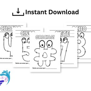 Kids Spanish Numbers and Counting Printable Coloring Pages - Etsy