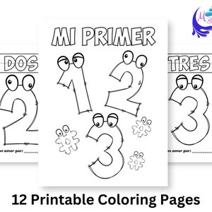 Kids Spanish Numbers and Counting Printable Coloring Pages - Etsy