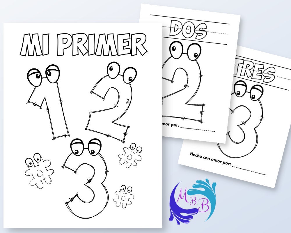 Kids Spanish Numbers and Counting Printable Coloring Pages - Etsy