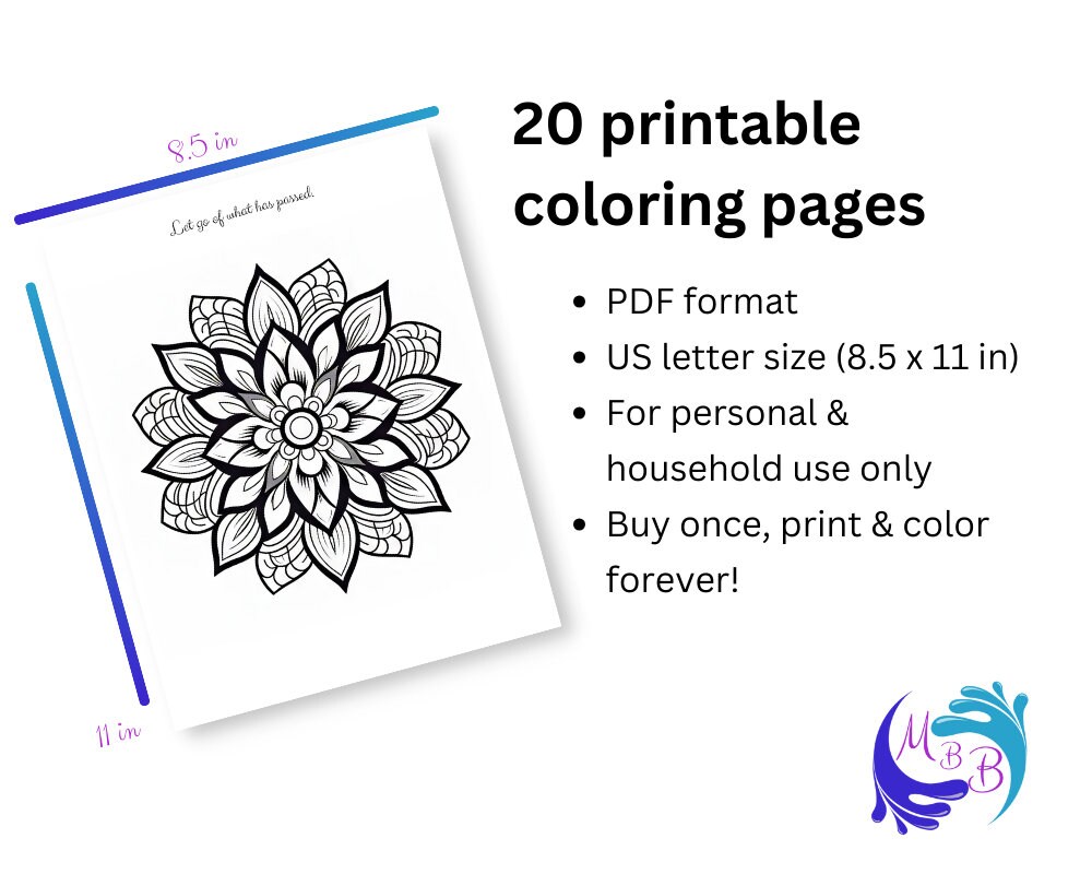 Mandalas Printable Coloring Pages With Mindfulness Phrases for Teens ...