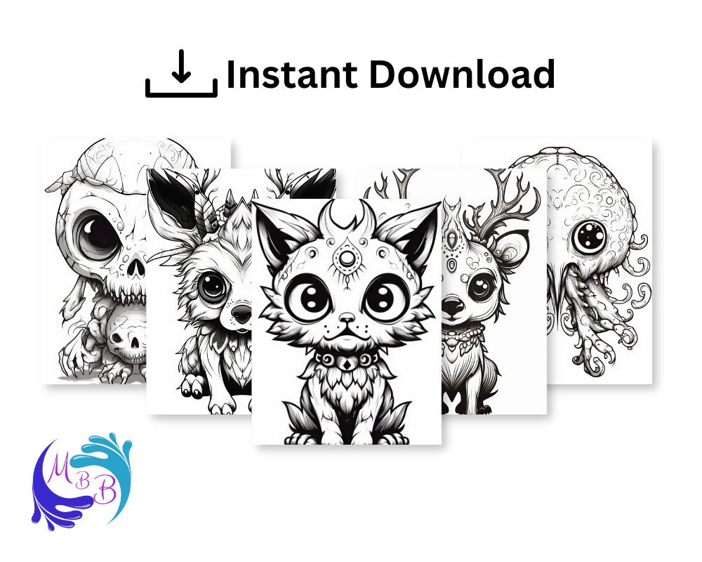 Creepy Cute Animals Printable Coloring Pages for Teens and - Etsy