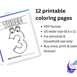 Kids Numbers and Counting Printable Coloring Pages - Etsy