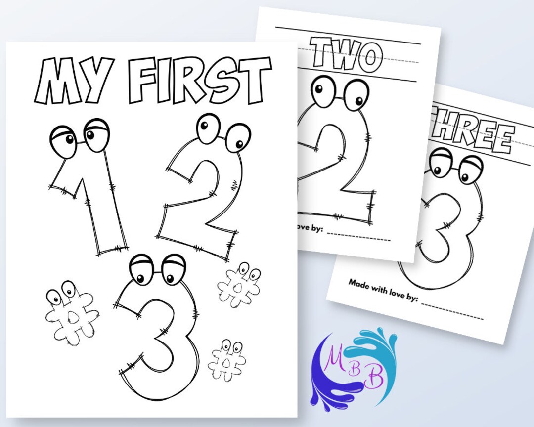 Kids Numbers and Counting Printable Coloring Pages - Etsy