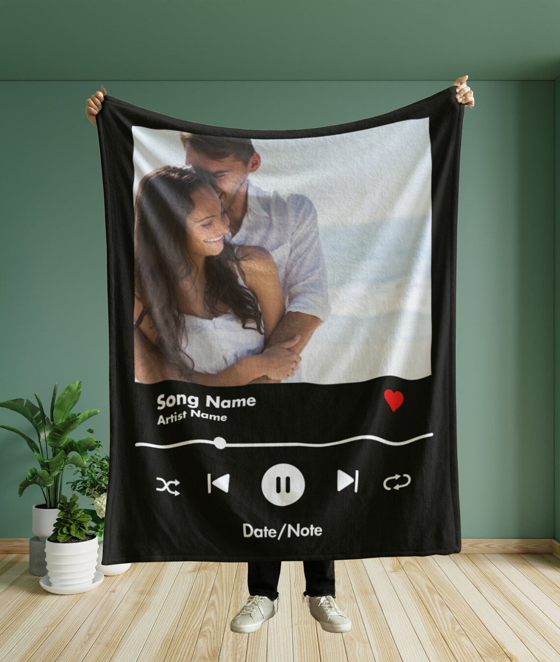 Personalized Anniversary Blanket With Your Photo, Favorite Song Blanket ...