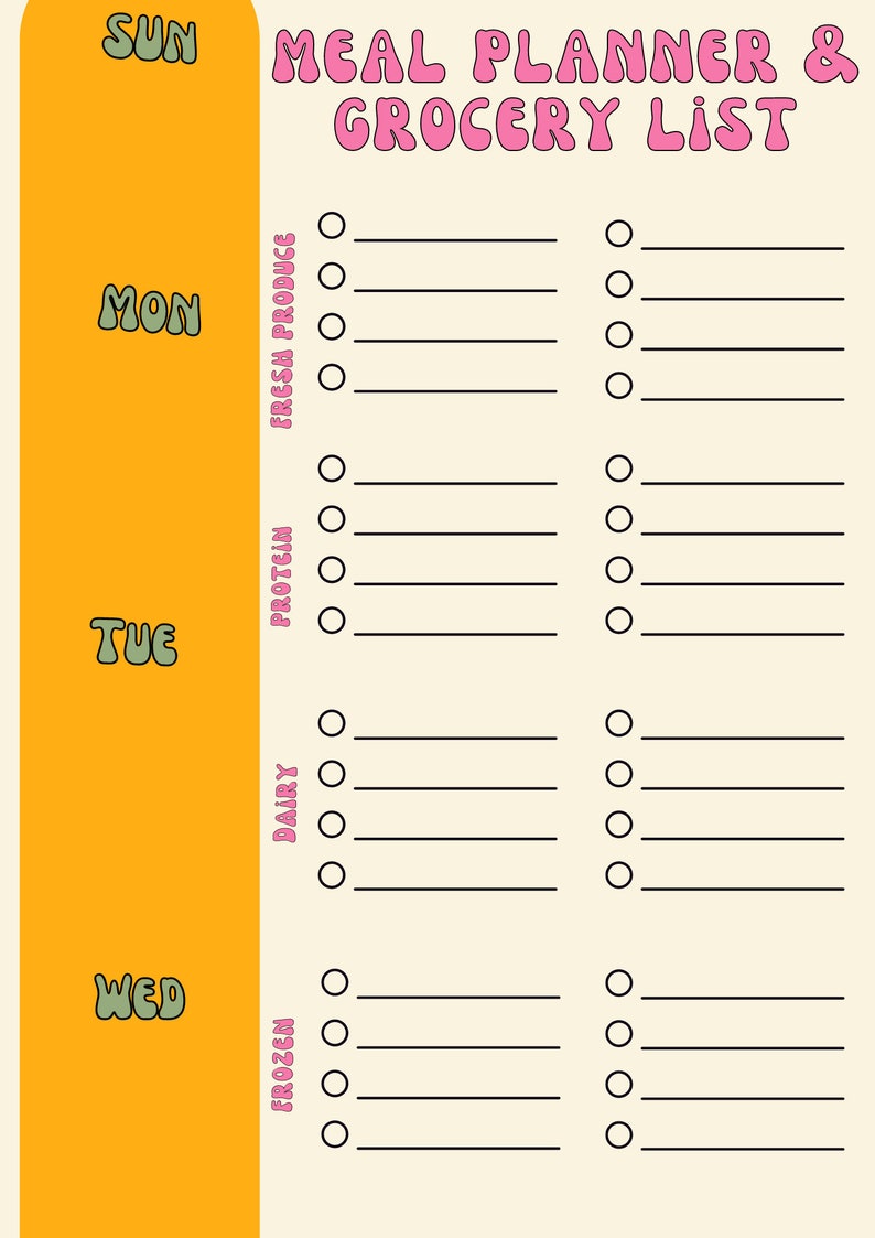 Weekly Meal + Grocery Planner - Etsy