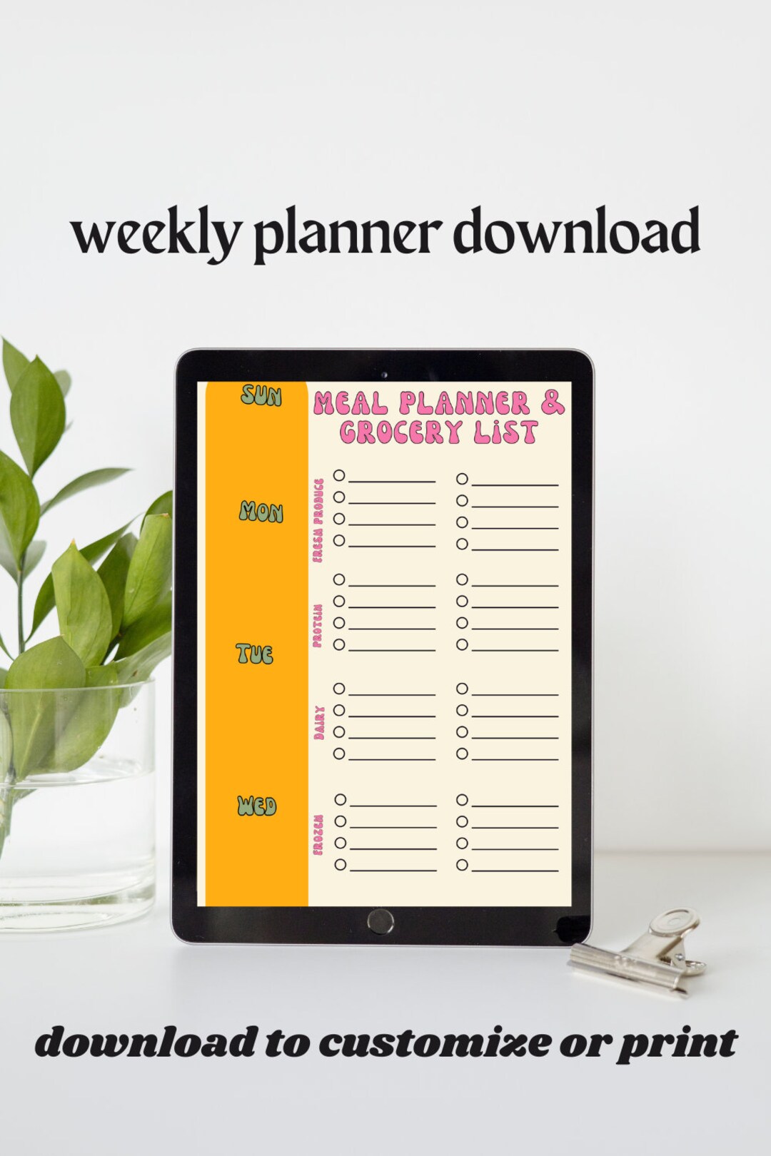 Weekly Meal + Grocery Planner - Etsy
