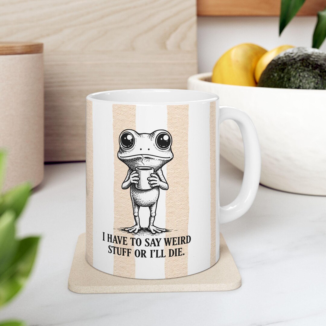 Alien Illustration Mug | I Have Weird Stuff Inside, Striped Background ...