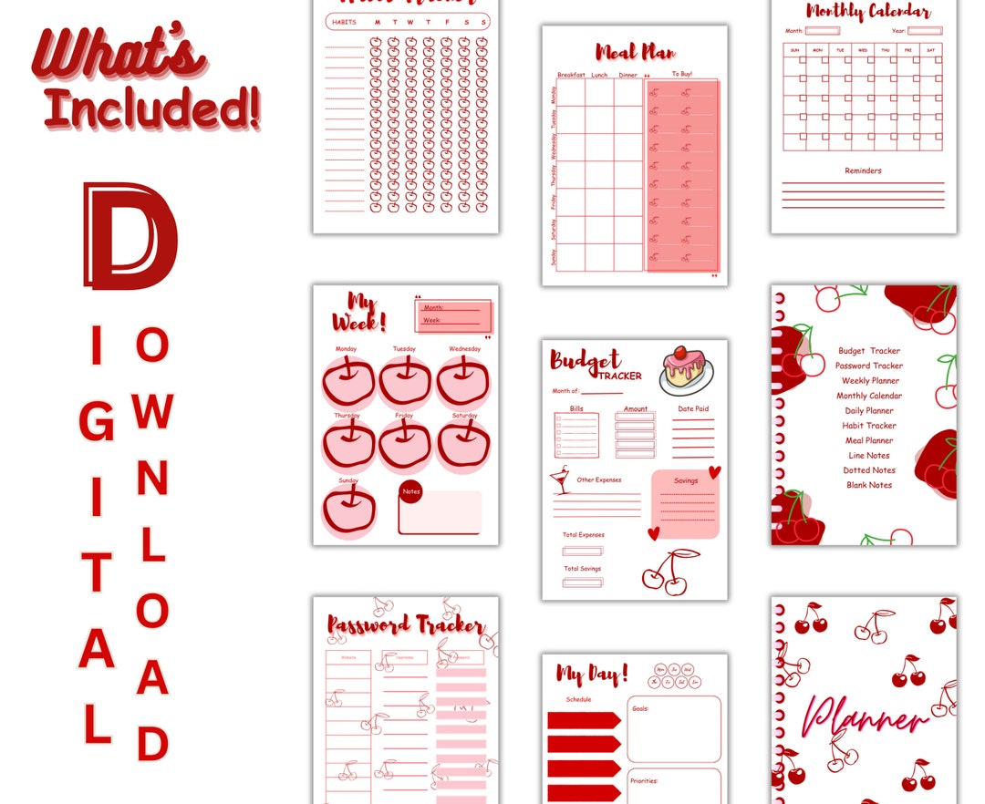 Cherry Planner Simple Planner Simple Design Goodnotes Planner and ...