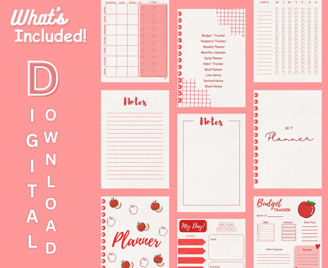 Apple Planner Simple Planner, Daily Digital Planner, Monthly Calendar ...