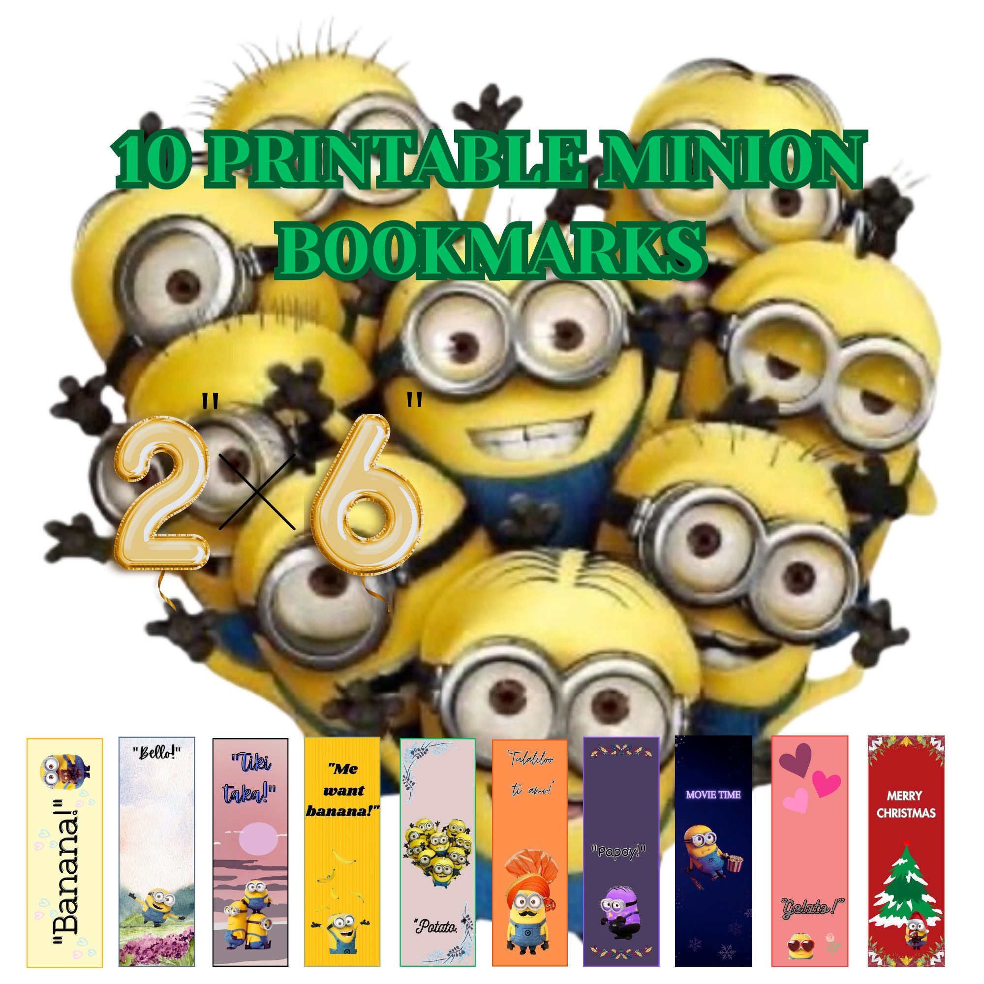 Minion Cartoon Printable Bookmarks Template Printable - Etsy