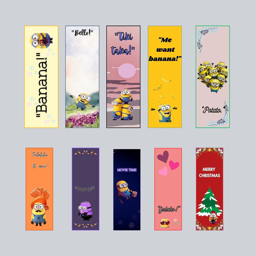 Minion Cartoon Printable Bookmarks Template Printable - Etsy