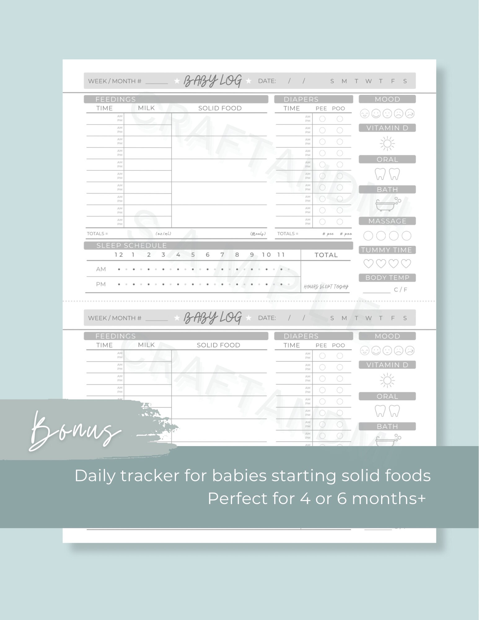 Printable Daily Baby Log | Baby Tracking Log Book | Newborn Journal ...