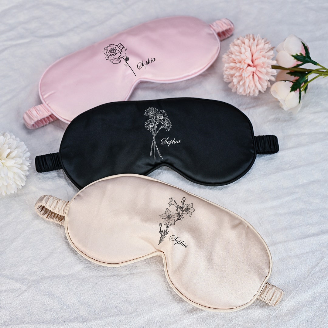 Custom Sleep Mask Birth Flower Sleep Eye Mask Bridal Party - Etsy