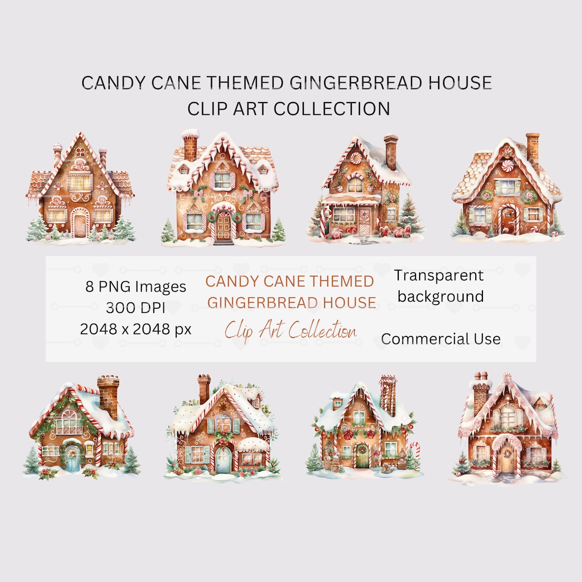 Candy Cane Themed Gingerbread House Clip Art Collection, Gingerbread ...