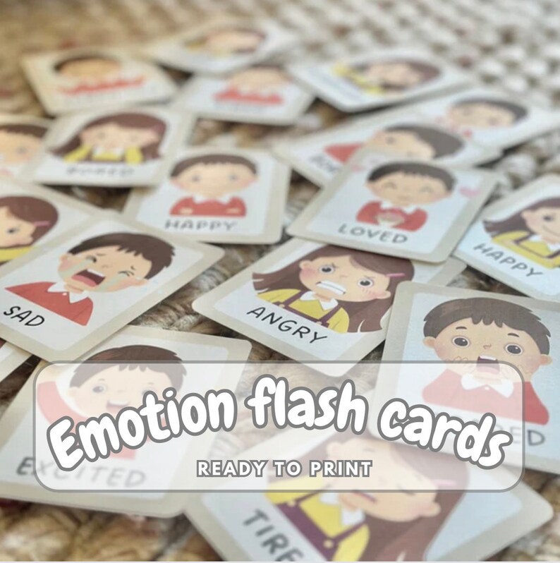 Emotion Flash Cards Printable Preschool Teaching Resources - Etsy