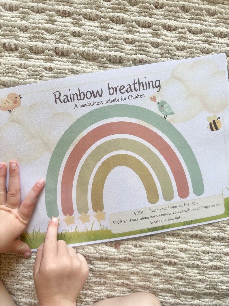 Rainbow Breathing Printable Activity for Children Mindfulness Mental ...