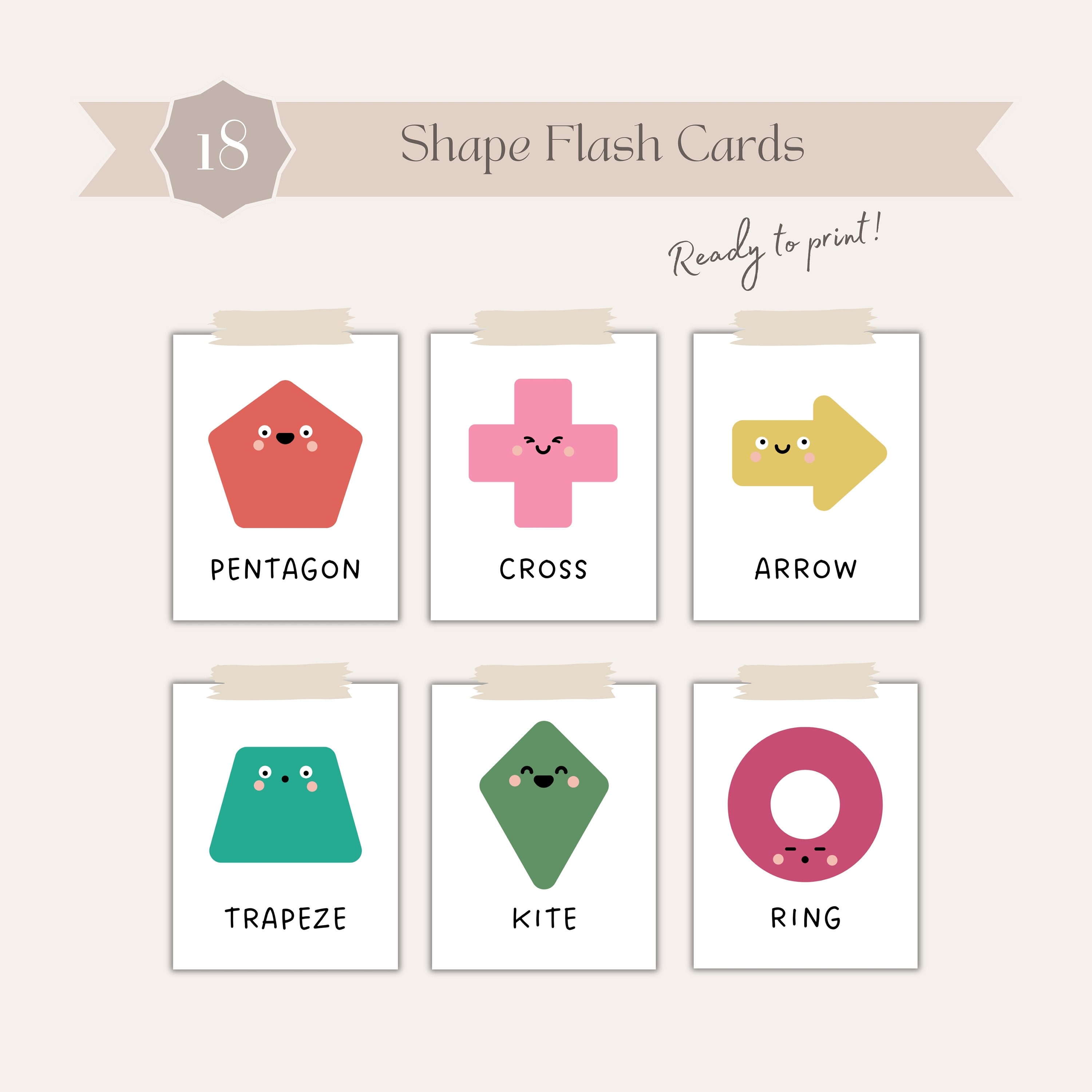 Shape Flash Cards Printable, Early Learning (digital Download) - Etsy