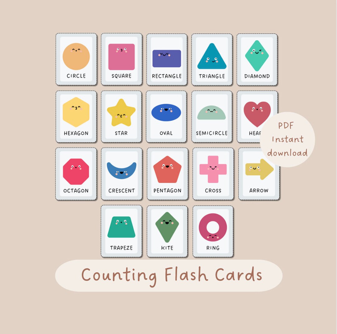 Shapes Flash Cards Printable Flash Cards Preschool - Etsy