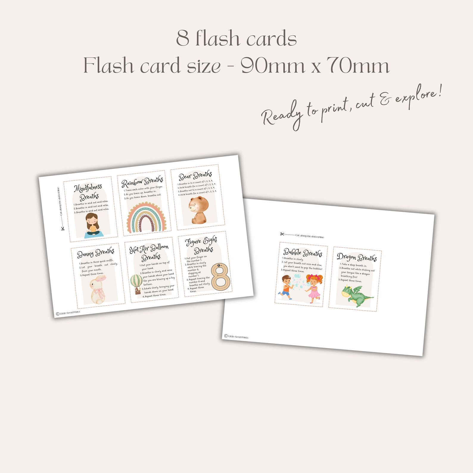 Mindfulness Flash Cards Positive Affirmations Visuals Breathing ...