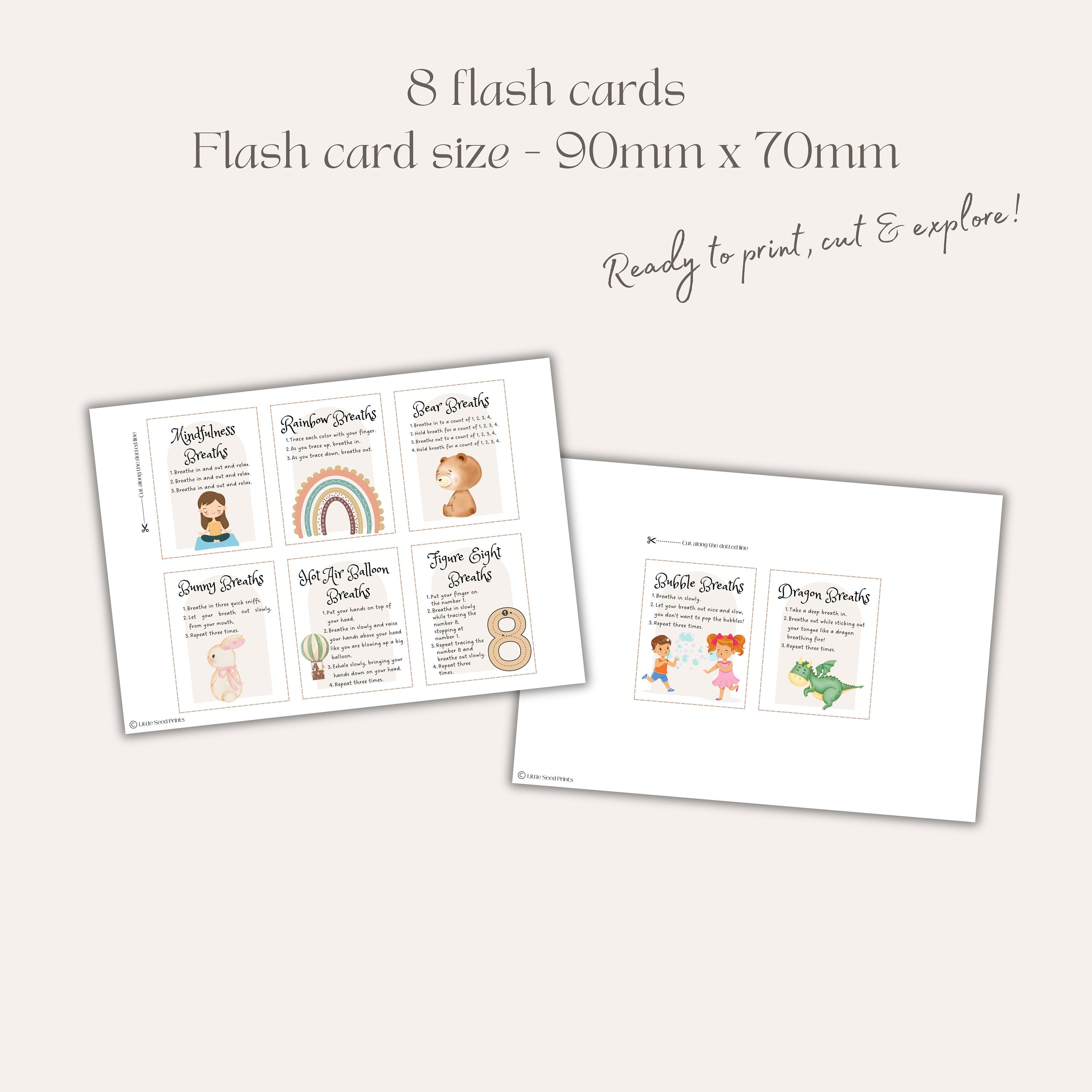Mindfulness Flash Cards Positive Affirmations Visuals Breathing ...