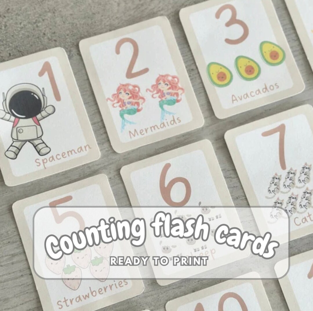 Counting Flash Cards Printable Preschool Resources Visual - Etsy Australia