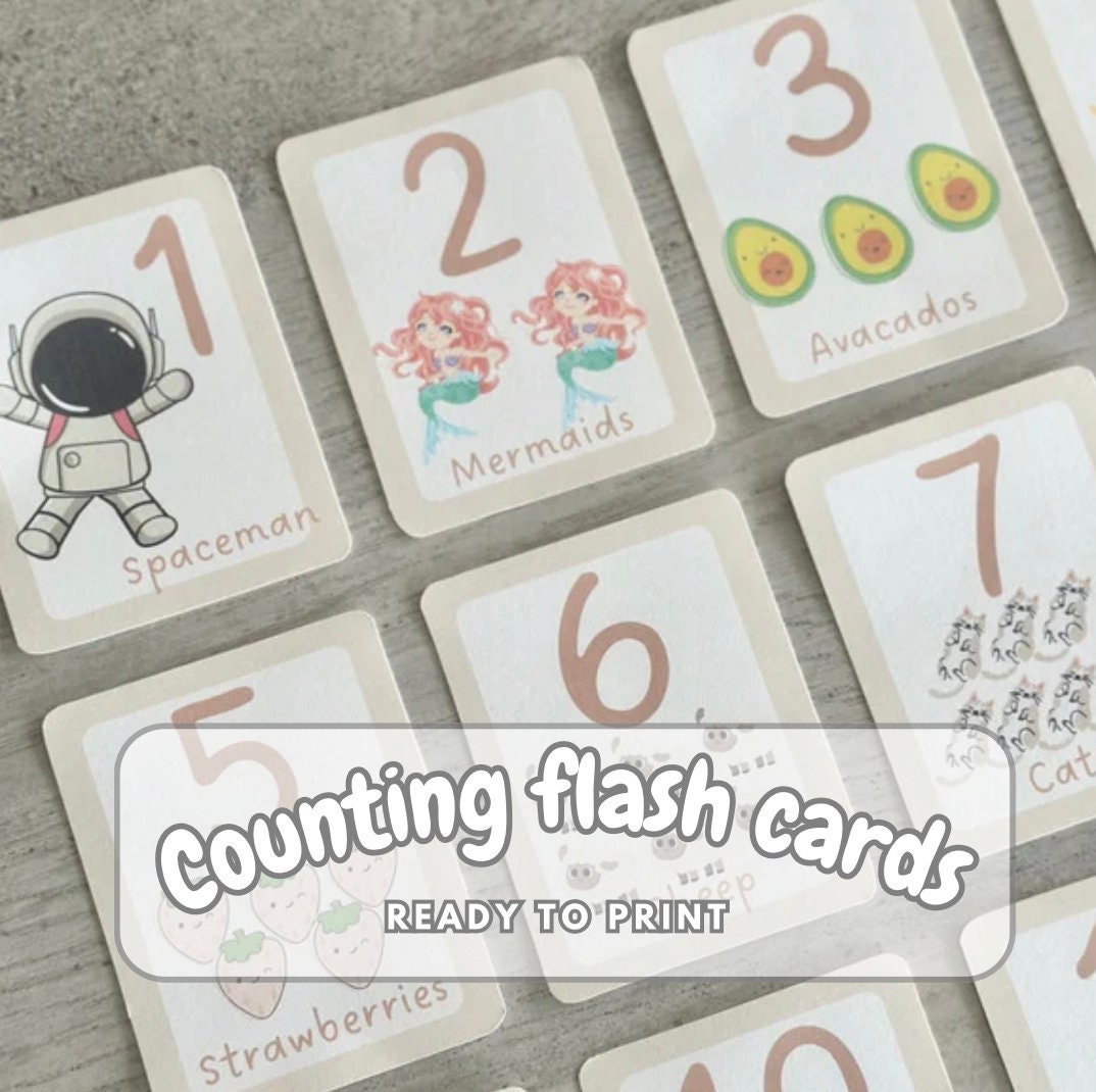 Counting Flash Cards Printable Preschool Resources Visual - Etsy Australia