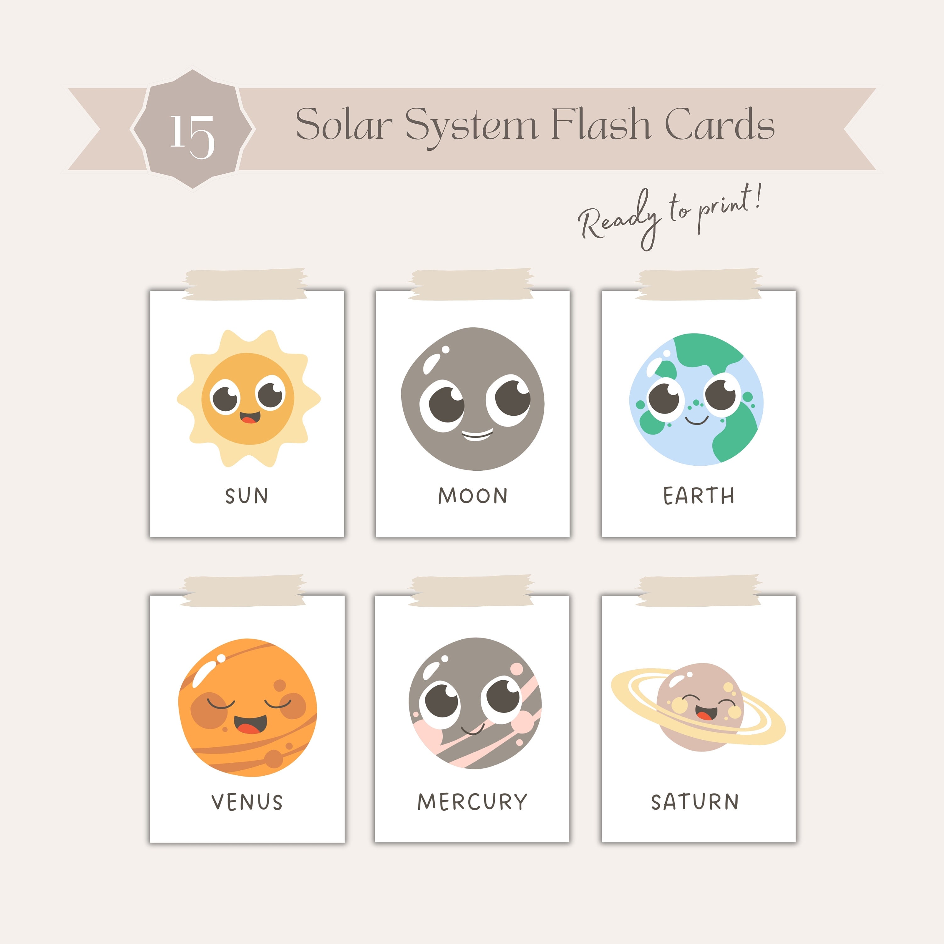 Solar System Printable Flash Cards Visuals Toddler Resources Children ...