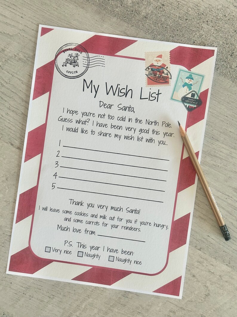 Letter to Santa Printable Template From North Pole Easy to Print Kids ...