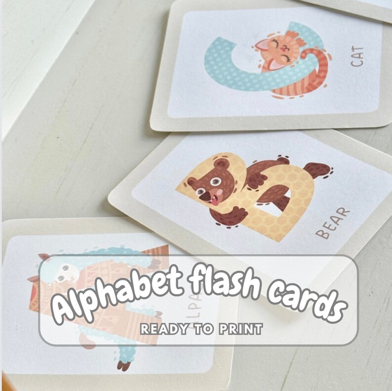 Alphabet Printable Flash Cards Preschool Resources Toddler - Etsy