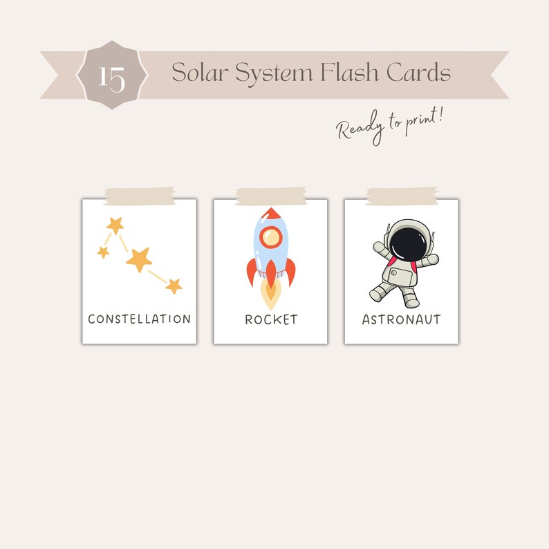 Solar System Printable Flash Cards Visuals Toddler Resources Children ...