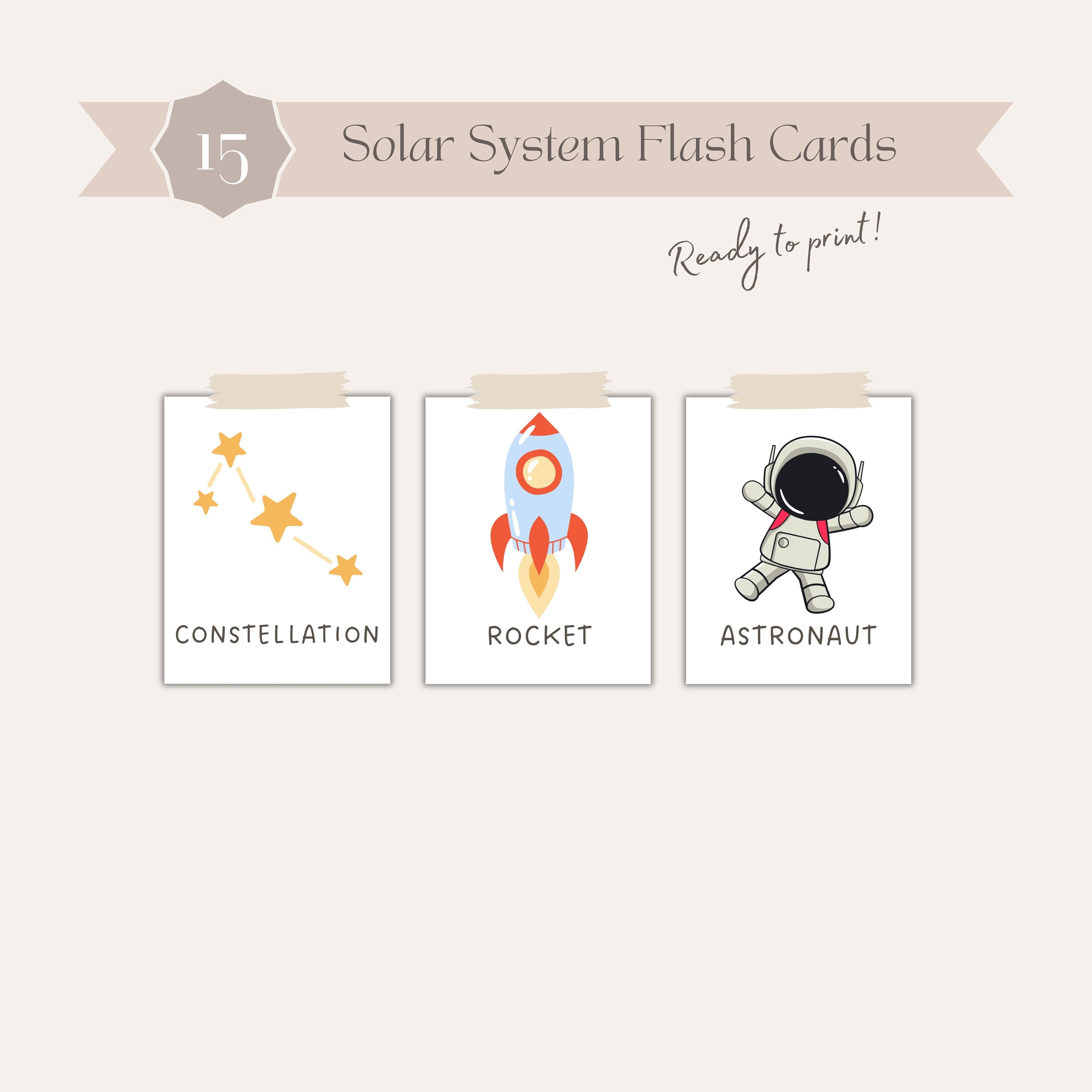 Solar System Printable Flash Cards Visuals Toddler Resources Children ...