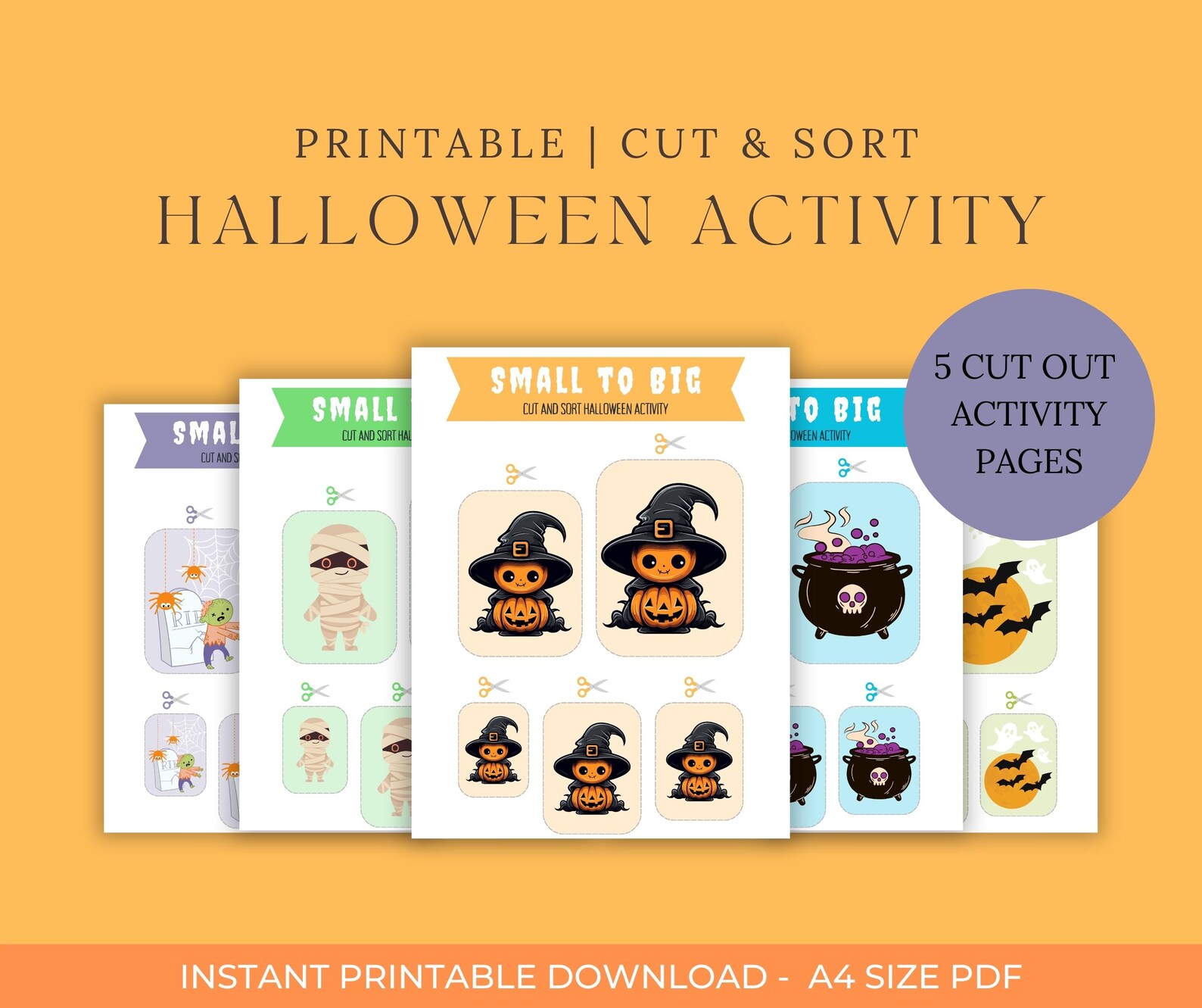 Halloween Printable Sorting Toddler Activity Preschool Worksheets ...