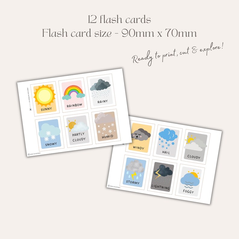 Weather Printable Flash Cards Preschool Resources Homeschool Materials ...