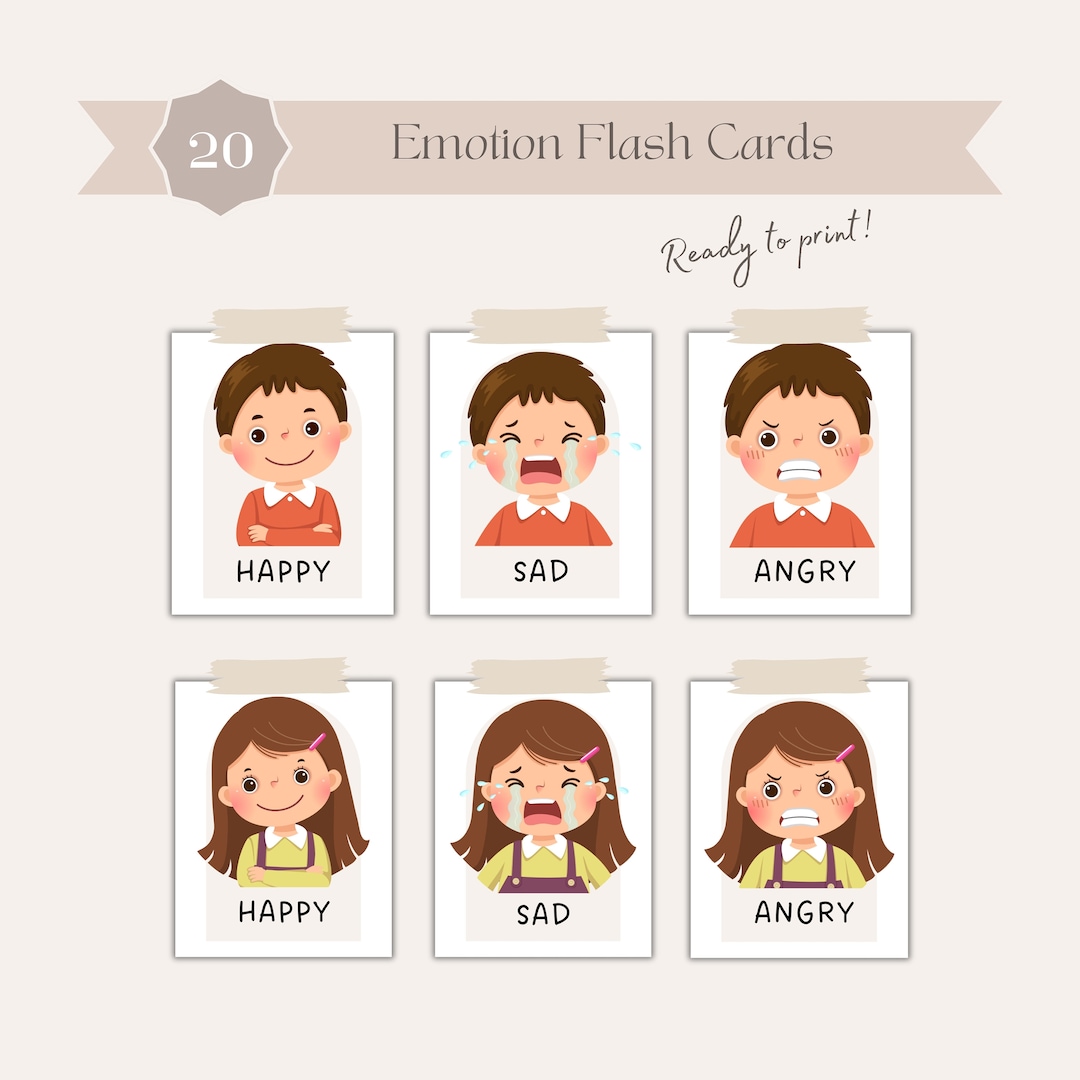Emotion Flash Cards Printable Preschool Teaching Resources Toddler ...
