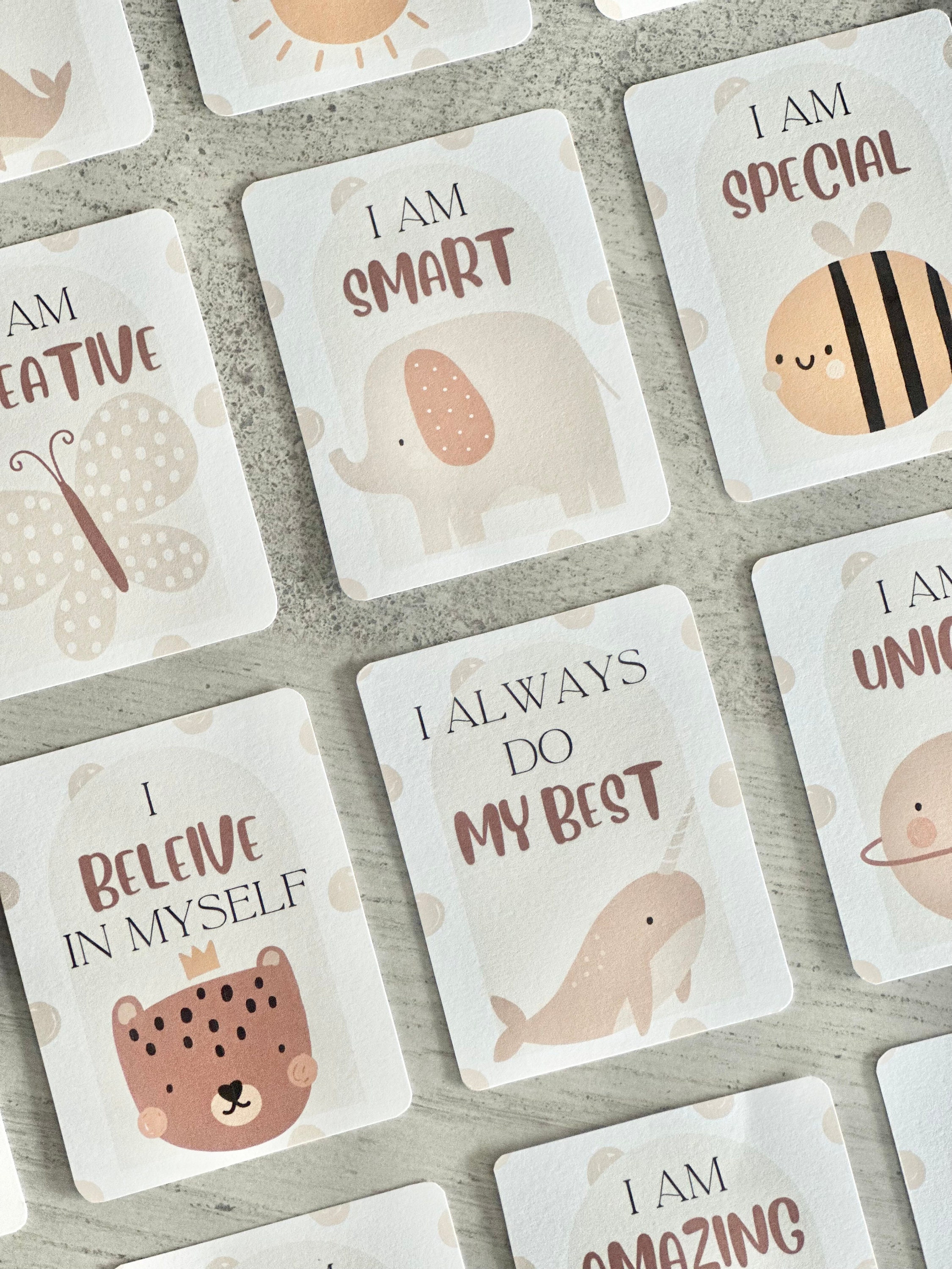 Positive Affirmation Printable Flash Cards Boho Style Visuals for ...