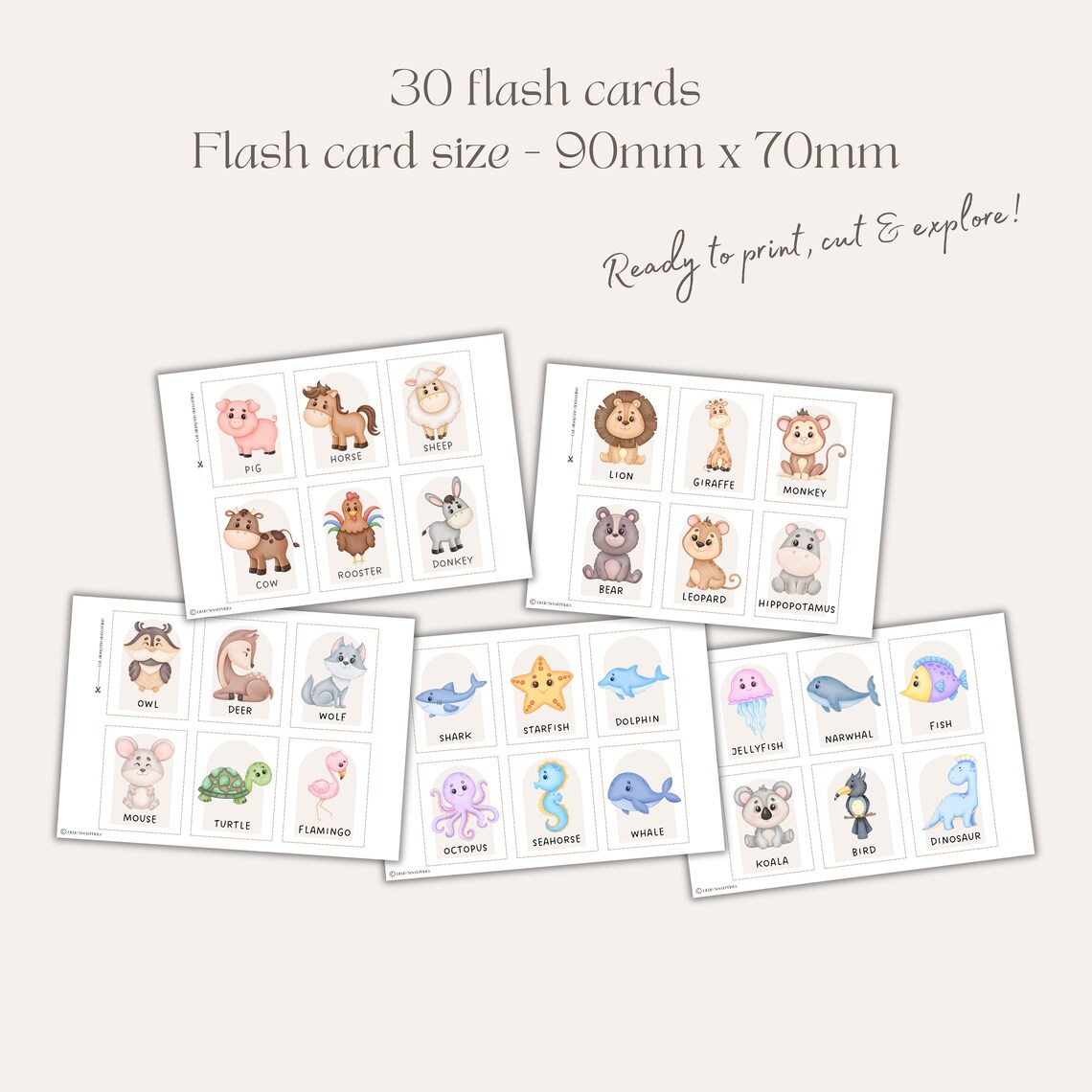 Animal Printable Flash Cards Toddler Resources Preschool Activities ...